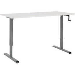 Schreibtisch Multiflex, manuell h&ouml;henverstellbar mit Kurbel, B 1600 x T 800 x H 700-1180 mm, lichtgrau/anthrazit