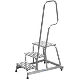 Krause Montagetritt, mit Handlauf/Fahrrollen, 3 Stufen, H&ouml;he 0,6 m, 11 kg
