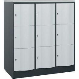 C+P Schlie&szlig;fachschrank Resisto, 3 Abteile, 9 F&auml;cher, B 1148 x T 640 x H 1255 mm, Anthrazitgrau/Lichtgrau