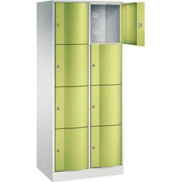 C+P Schlie&szlig;fachschrank Resisto, 2 Abteile, 8 F&auml;cher, B 772 x T 540 x H 1950 mm, Lichtgrau/Clowngr&uuml;n