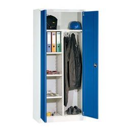 Garderobenschrank, mit Mitteltrennwand, lichtgrau/enzianblau