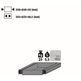 Auszugswanne Standard f&uuml;r ASECOS Sicherheitsschr&auml;nke der S90 Serie, Stahlblech, lichtgrau, B 348 x T 640 x H 50 mm, 5,5 l, bis 25 kg