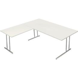 Schreibtisch Toledo, mit Anbautisch, h&ouml;henverstellbar, C-Fu&szlig;, B 2000 x T 1000 mm, wei&szlig;