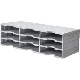 Styro&reg; Sortierstation Styrodoc Standard, DIN C4, 3 Etagen/3-reihig/9 F&auml;cher, grau/grau