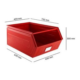 Sch&auml;fer Shop Sch&auml;fer Shop Select Sichtlagerkasten, mit Tragestab, L 732 x B 459 x H 300 mm, 84 l, 180 kg, Stahl, RAL 3000 (feuerrot)