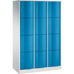 C+P Schlie&szlig;fachschrank Resisto, 3 Abteile, 12 F&auml;cher, B 1148 x T 540 x H 1950 mm, Lichtgrau/Lichtblau