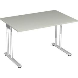 Schreibtisch PALENQUE, C-Fu&szlig;, Rechteck, B 1200 x T 800 x H 680-820 mm, lichtgrau