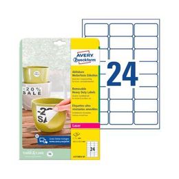 Avery Zweckform Wetterfeste Folien-Etiketten L4773REV-20, 63,5 x 33,9 mm, wiederabl&ouml;sbar, wei&szlig;