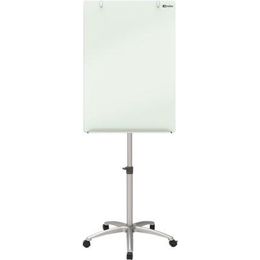 Glas-Flipchart NOBO Diamond, fahrbar, magnetisch, Arbeitsfl&auml;che aus Sicherheitsglas, 700 x 1000 mm