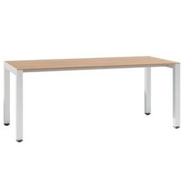 Schreibtisch 135° SOLUS PLAY, 4-Fuß, Freiform, Ansatz rechts, B 2165 x T 800 x H 720 - 820 mm, Mooreiche