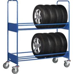 Reifenwagen Fetra 4586, bis 250 kg, 2 Etagen mit variabel verschraubbaren Reifentr&auml;gern, Ladefl&auml;che L 1420 x B 600 mm, TPE-Bereifung