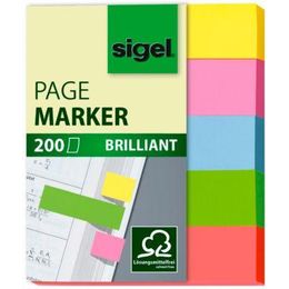 Sigel Haftstreifen Brillant, 5 Farben sortiert