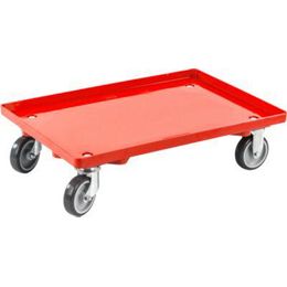 Sch&auml;fer Shop Transportroller, geschlossen, L 415 x B 615 x H 175 mm, Traglast 300 kg, 4 Lenkrollen, rot