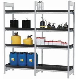 Anbauregal RSW 1064 f&uuml;r Gefahrstoffregal ASECOS RSW 1064, B 1012 x T 637 x H 2000, 4 h&ouml;henverstellbare 28 l PE-Auffangwannen
