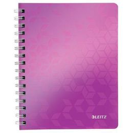 Collegeblock Leitz WOW, DIN A5, 80 linierte Blatt, Klarsicht-Tasche, FSC&reg;-zertifiziert, violett