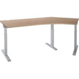 Sch&auml;fer Shop Sch&auml;fer Shop Select Winkelschreibtisch ERGO-T 2.0, 135&deg; Winkel, Ansatz rechts, T-Fu&szlig;, B 2165 x T 800 x H 675-895 mm, Eiche/wei&szlig;alu