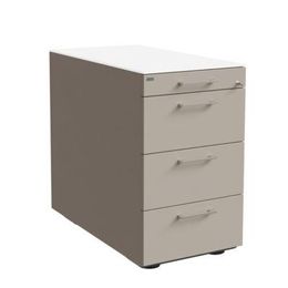Standcontainer SOLUS PLAY, 1 Utensilienauszug, 3 Sch&uuml;be, Tiefe 800 mm, mit Griff, Stone grey