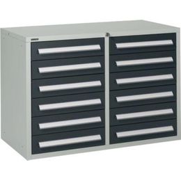 Sch&auml;fer Shop Sch&auml;fer Shop Select Schubladenschrank SF 120, 12 Sch&uuml;be mit Etikettenschildern, abschlie&szlig;bar, B 1055 x T 500 x H 723 mm, lichtgrau RAL7035/anthrazitgrau RAL 7016