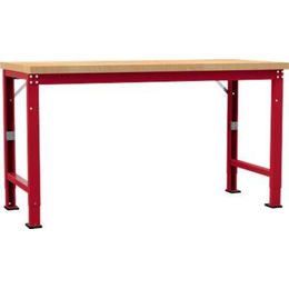 Manuflex Werkbank Profi Spezial, Tischplatte Multiplex, 1750 x 700 mm, rubinrot