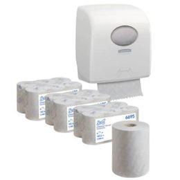 Sparset Scott&reg; Essential&trade; Slimroll&trade; Rollenhandt&uuml;cher 6695, 18 Rollen &aacute; 190 m + gratis Kimberly-Clark&reg; Aquarius&trade; Slimroll&trade; Rollenhandtuchspender 7955, wei&szlig;