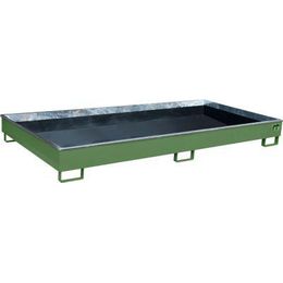 Bauer Regalwanne RW 2700-1 PE, mit PE-Einsatz, L 2665 x B 1315 x H 210 mm, resedagr&uuml;n RAL 6011