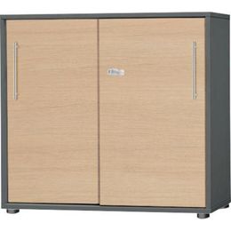 Sch&auml;fer Shop Sch&auml;fer Shop Select Schiebet&uuml;renschrank Start Off, 2 OH, abschlie&szlig;bar, B 800 x T 420 x H 788 mm, Holz, graphit/ahorn