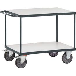 Fetra ESD-Tischwagen, 2 Etagen, 1200 x 800 mm, bis 600 kg, Stahl/Holz, schiefergrau