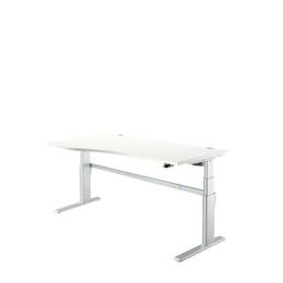 Schreibtisch Komfort, elektrisch h&ouml;henverstellbar, Freiform, Ansatz links, C-Fu&szlig;, B 1800 x T 1000,00/800 x H 655-1305 mm, wei&szlig;/wei&szlig;aluminium RAL 9006