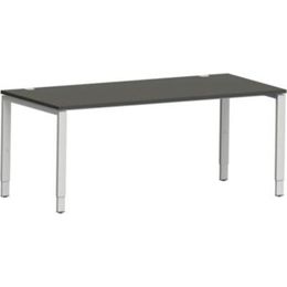 Sch&auml;fer Shop Sch&auml;fer Shop Genius Schreibtisch Modena Flex, Rechteck, 4-Fu&szlig; Rechteckrohr, B 1800 x T 800 x H 650-850 mm, graphit/wei&szlig;aluminium