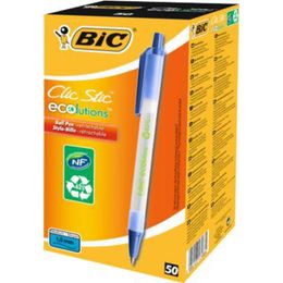 Druckkugelschreiber BIC&reg; ECOlutions&reg; Clic Stic, 0,4 mm, recycelt, blau, 50 St&uuml;ck