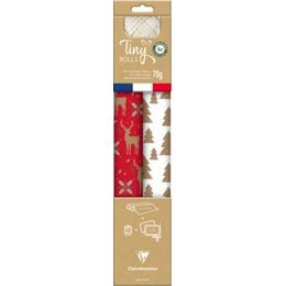 Geschenkverpackungs-Set Clairefontaine, rot-wei&szlig;, 2 Tinyrollen Geschenkpapier L 5 m x B 350 mm, Geschenkband L 20 m & 10 Geschenkanh&auml;nger