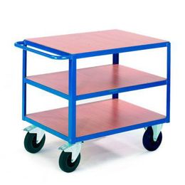 ROLLCART Tischwagen, 3 Ladefl&auml;chen, 1000 x 700 mm, Tragkraft 500 kg, f&uuml;r Produktion und Werkstatt