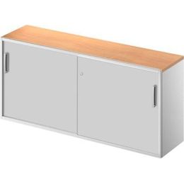 Sch&auml;fer Shop Sch&auml;fer Shop Genius Beistellschrank TETRIS SOLID, 2 OH, in Schreibtischh&ouml;he, B 1600 mm, 25 mm Abdeckplatte, Buche-Dekor/wei&szlig;alu