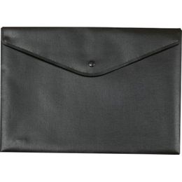 Dokumententasche Foldersys, schwarzer Druckknopfverschluss, Polypropylen, Format A4, schwarz, 10 St&uuml;ck