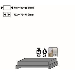 Wannenboden Standard f&uuml;r ASECOS Sicherheitsschr&auml;nke der Q30, Q90 und S90 Serie, Polypropylen, grau, B 749 x T 505 x H 107 mm, 22 l, bis 50 kg