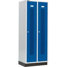 Sch&auml;fer Shop Sch&auml;fer Shop Select Kleiderspind, mit gelochten Streifen, 2 Abteile, 400 mm, mit Sockel, Zylinderschloss, T&uuml;r enzianblau