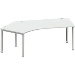 Sch&auml;fer Shop Sch&auml;fer Shop Genius Winkelschreibtisch MODENA FLEX 135&deg;, Ansatz links, 4-Fu&szlig;-Quadratrohr, B 2165 mm, lichtgrau
