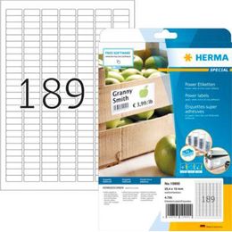 Power-Etiketten Herma 10900, 25,4 x 10 mm, 4725 Etiketten / 25 A4-Bl&auml;tter, selbstklebend, stark haftend, wei&szlig;