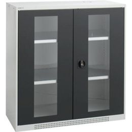 Sch&auml;fer Shop Sch&auml;fer Shop Genius Fl&uuml;gelt&uuml;renschrank FS, Stahl, Sichtfenster, L&uuml;ftungsl&ouml;cher, B 1055 x T 520 x H 1105 mm, 3 OH, Lichtgrau/Anthrazitgrau, bis 300 kg