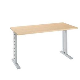 Home Office Schreibtisch IQ, Rechteck, C-Fuß, B 1300 x T 650 x H 735 mm, Ahorn/weißaluminium RAL 9006