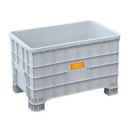 Logistikbox CEMO, Hart-Polyethylen (HDPE), grau, lebensmittelecht, B 1000 x T 635 x H 645 mm, 200 l hoch, mit F&uuml;&szlig;en