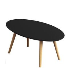 Beistelltisch SCANDI, oval, 4-Fu&szlig; Gestell aus Massivholz, B 1150 x T 600 x H 350 mm, schwarz/Buche