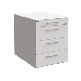 Rollcontainer SOLUS PLAY, 1 + 3 Sch&uuml;be, grifflos, B 430 x T 600 x H 562 mm, wei&szlig;