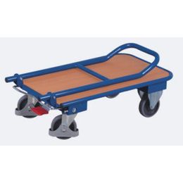 Sch&auml;fer Shop Sch&auml;fer Shop Select Klappb&uuml;gelwagen, leicht, Stahl/MDF-Platte, Enzianblau/Buche-Dekor, L 720 x B 450 mm, klappbarer mit Querstrebe, TPE-Rollen mit EasySTOP, bis 150 kg
