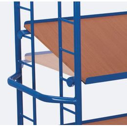Etagenwagen, Stahl/MDF-Platte, Enzianblau/Buche-Dekor, 4 Etagen, 1355 x 550 mm, Stirnw&auml;nde mit Rundstahlverstrebung, EasySTOP, bis 250 kg
