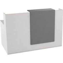 Empfangstheke Pisa, mit Ablage und Seitenplatten, B 1600 x T 800 x H 1100 mm, graphit/wei&szlig;