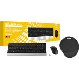 Sch&auml;fer Shop Sch&auml;fer Shop Select Sparset Funkastatur-/Maus HIGHLINE + ergonomisches Mauspad, QWERTZ, Handballenauflagen, 5 Tasten, bis 1600 dpi, bis 10 m