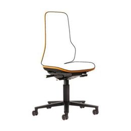 Arbeitsstuhl bimos NEON, Synchronmechanik, Grundmodell ohne Polsterelement, mit Rollen, Flexband orange