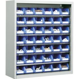 Magazinregal, 830 mm hoch, mit 6 B&ouml;den, inkl. 42 K&auml;sten, lichtgrau