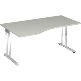 Schreibtisch mit Ansatz PALENQUE, C-fu&szlig;, Freiform, links, B 1800 x T 1000/800 x H 720 mm, lichtgrau